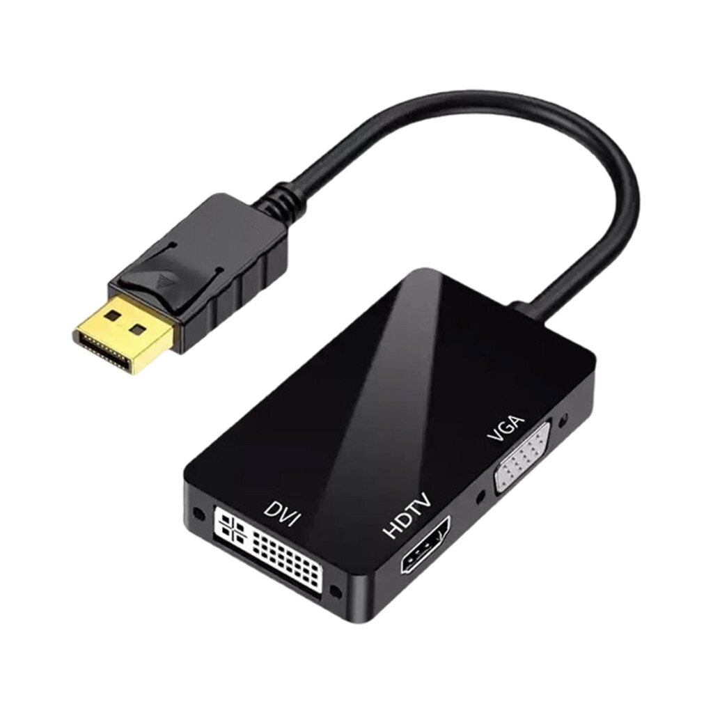 Кабель-адаптер 3 в 1 DisplayPort для HDTV Монитора VGA DVI для Компьютера