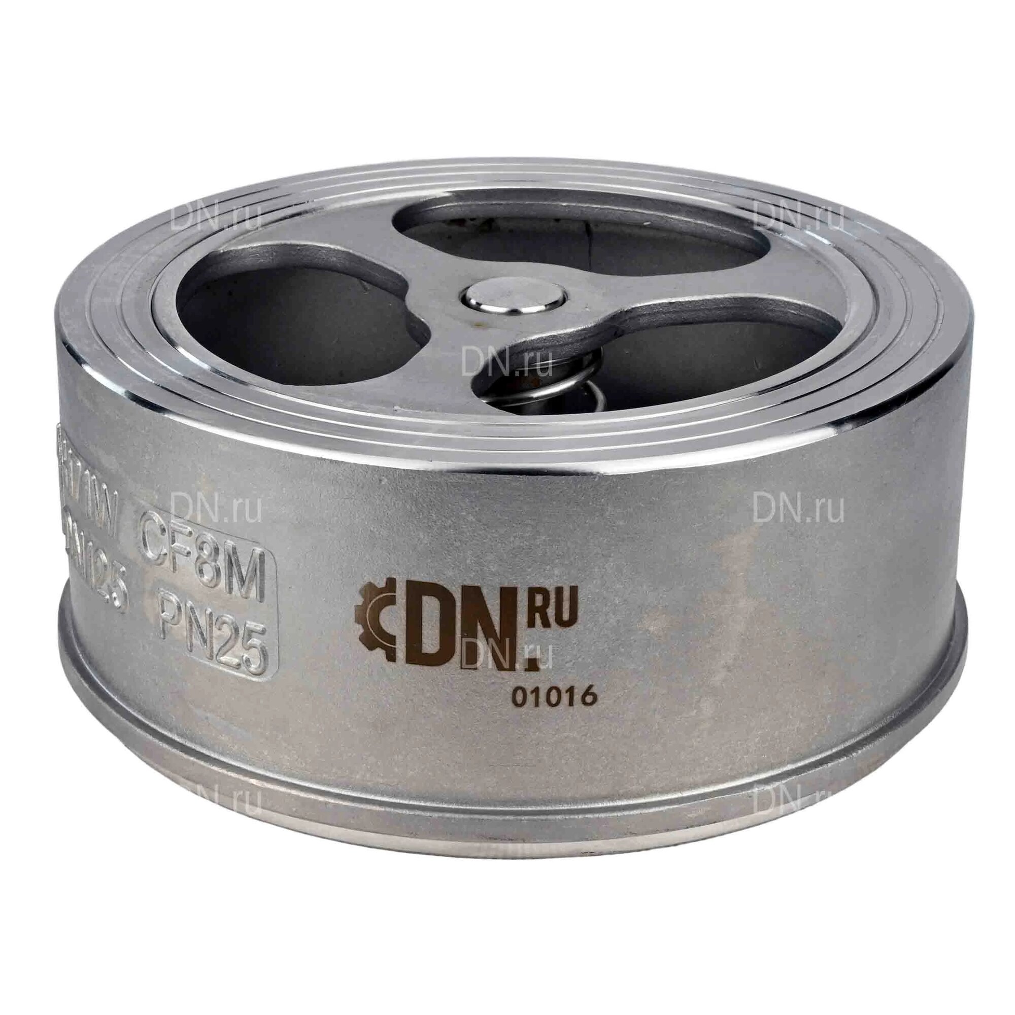 Клапан обратный DN.ru H71W Ду125 Ру25 межфланцевый, пружинный, корпус - нержавеющая сталь, диск - нержавеющая сталь