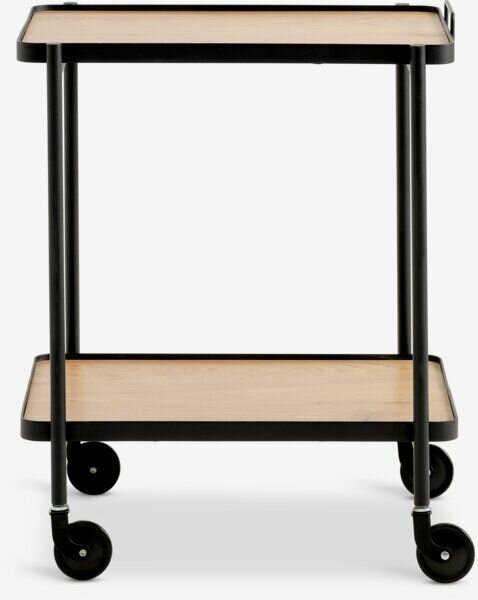 Стол на колесиках 2 полки Jysk GANGSTED, цвет теплый дуб /черный Ш56 х В69 х Г40 см.