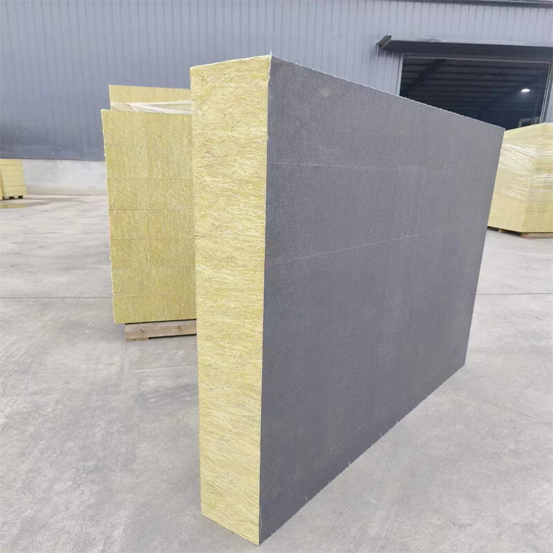 Стеновая панель из каменной ваты для наружных стен, двусторонняя цементная смесь, каменная вата, огнестойкая изоляция, звукоизоляционная композитная панель