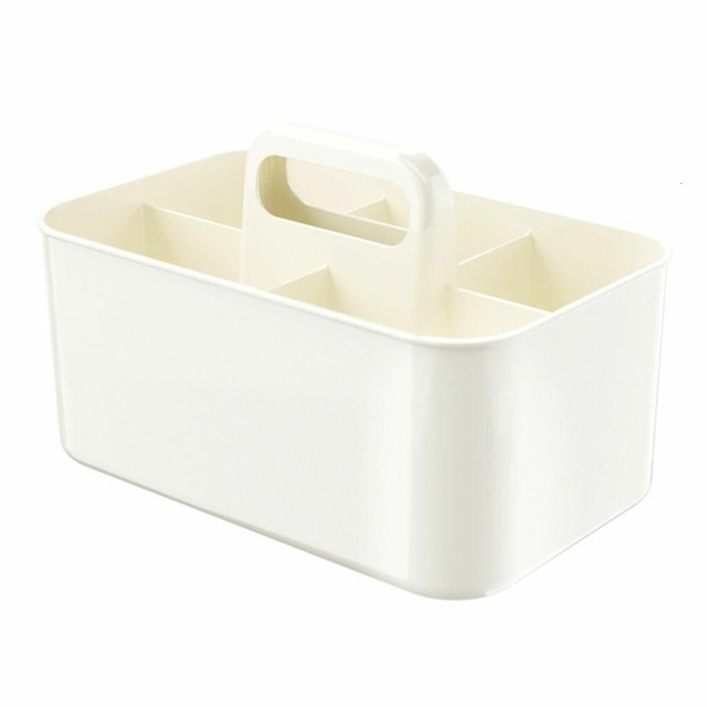 Прозрачный переносной органайзер для аксессуаров и косметики с ручкой, Кремово - белый