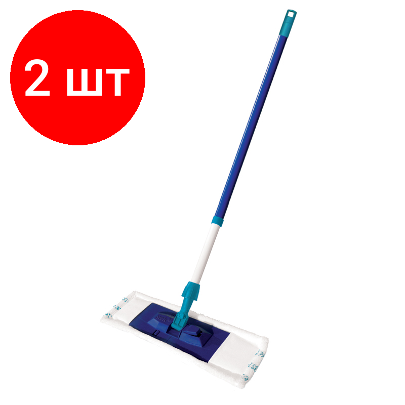 Комплект 2 шт, Швабра York Smart, с флаундером 40*10.5 см, телескоп черенок 140см, еврорезьба, МОП микрофибра