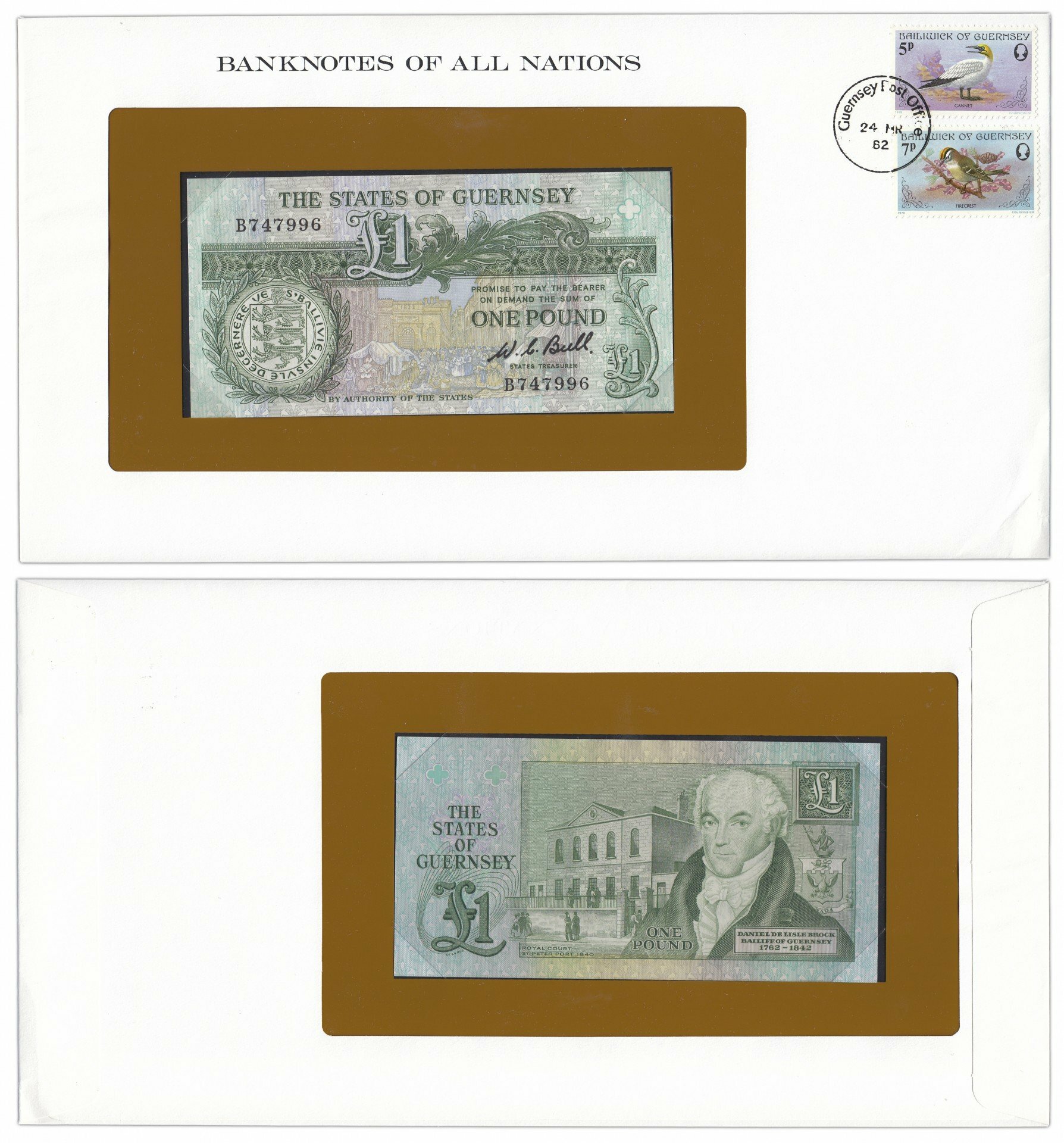 Серия "Банкноты всех стран мира" - 1 фунт Гернси 1980