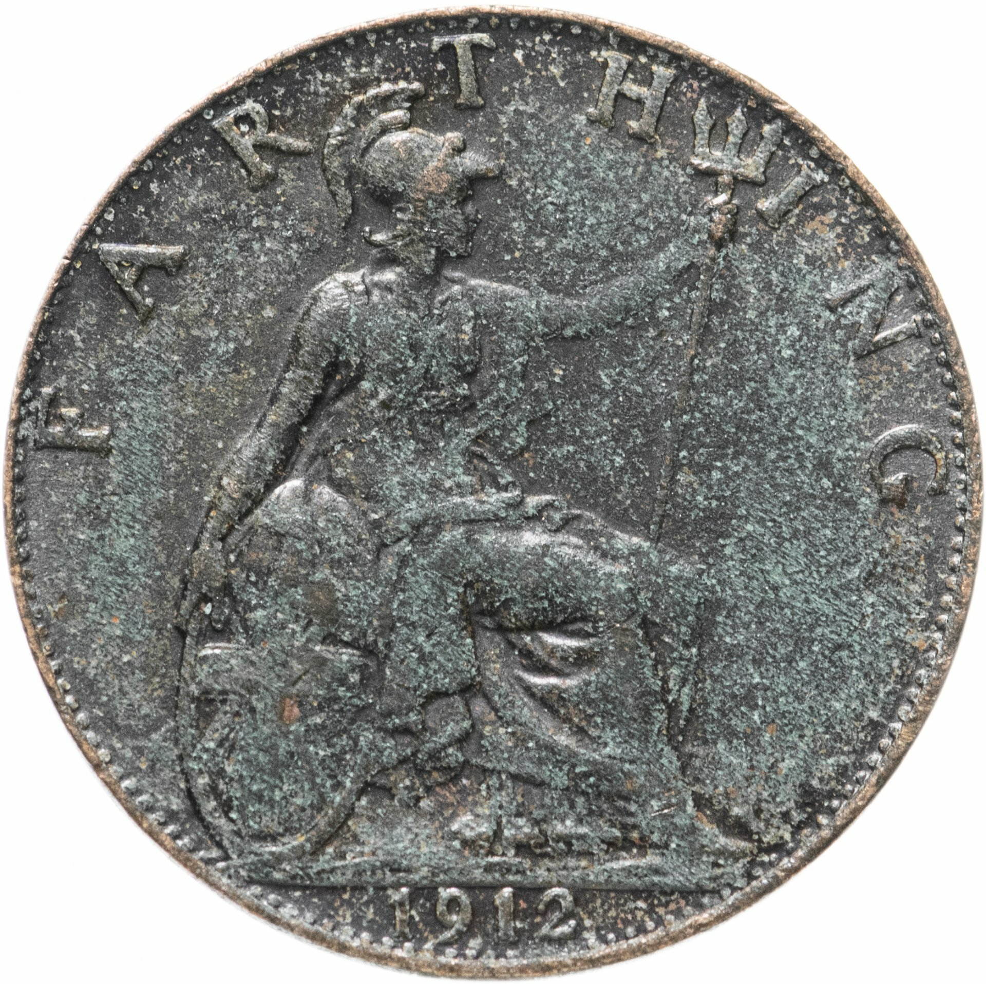 Великобритания 1 фартинг farthing 1912, Бронза, в сохранности VF-XF