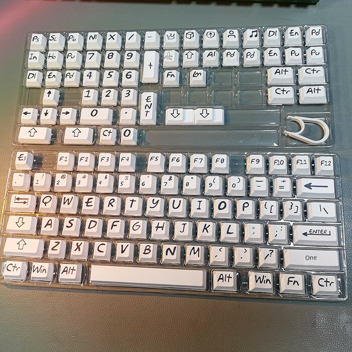 Минималистичные большие белые кейкапы для клавиатуры, оригинальная высота, PBT, сублимационная печать, для механических