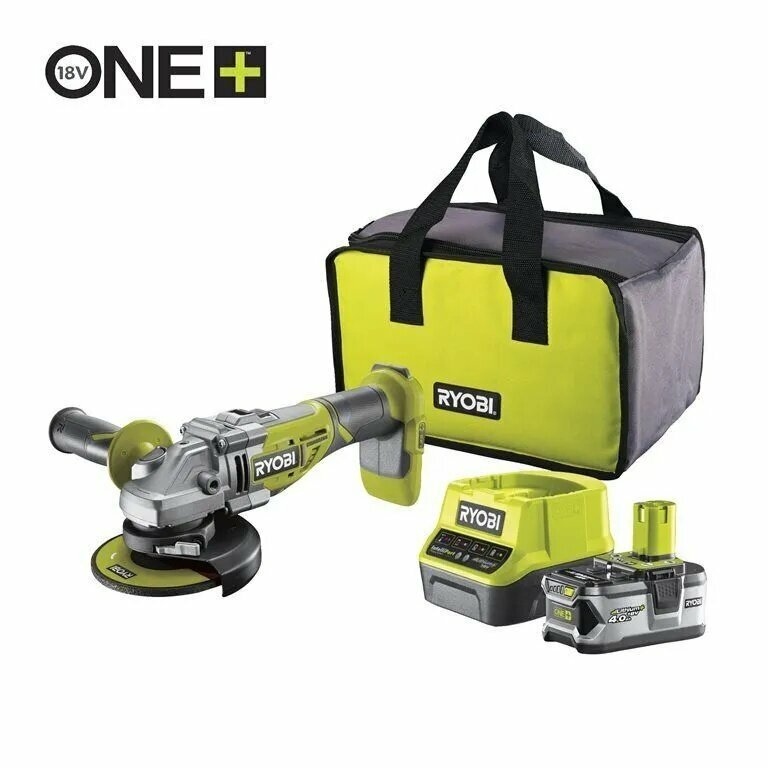 Аккумуляторная угловая шлифмашина Ryobi R18AG7-140S ONE+, 18 В, 125 мм, 11 000 об/мин, M14, АКБ 1х4.0Ач и ЗУ, арт. 5133004231