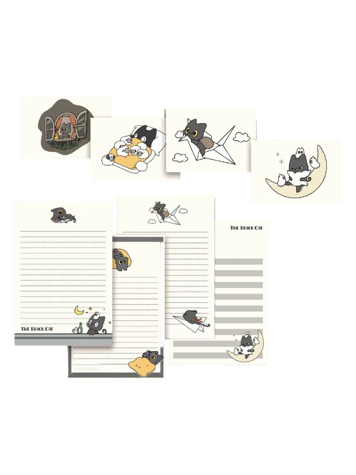 Набор бумаги для письма в конверте Little black cat