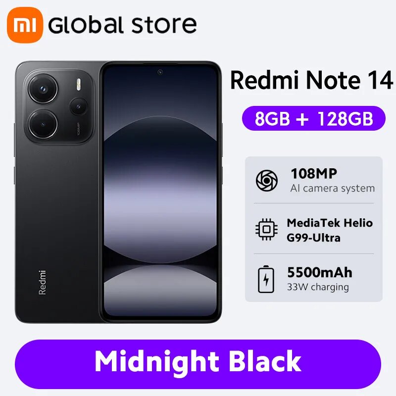 Смартфон Xiaomi Redmi Note 14 4G, 8/128ГБ, global