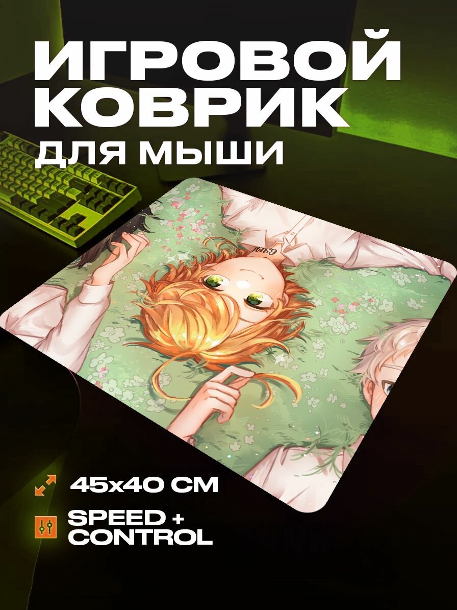Коврик для мыши игровой Обещанный Неверленд 45 на 40 аниме