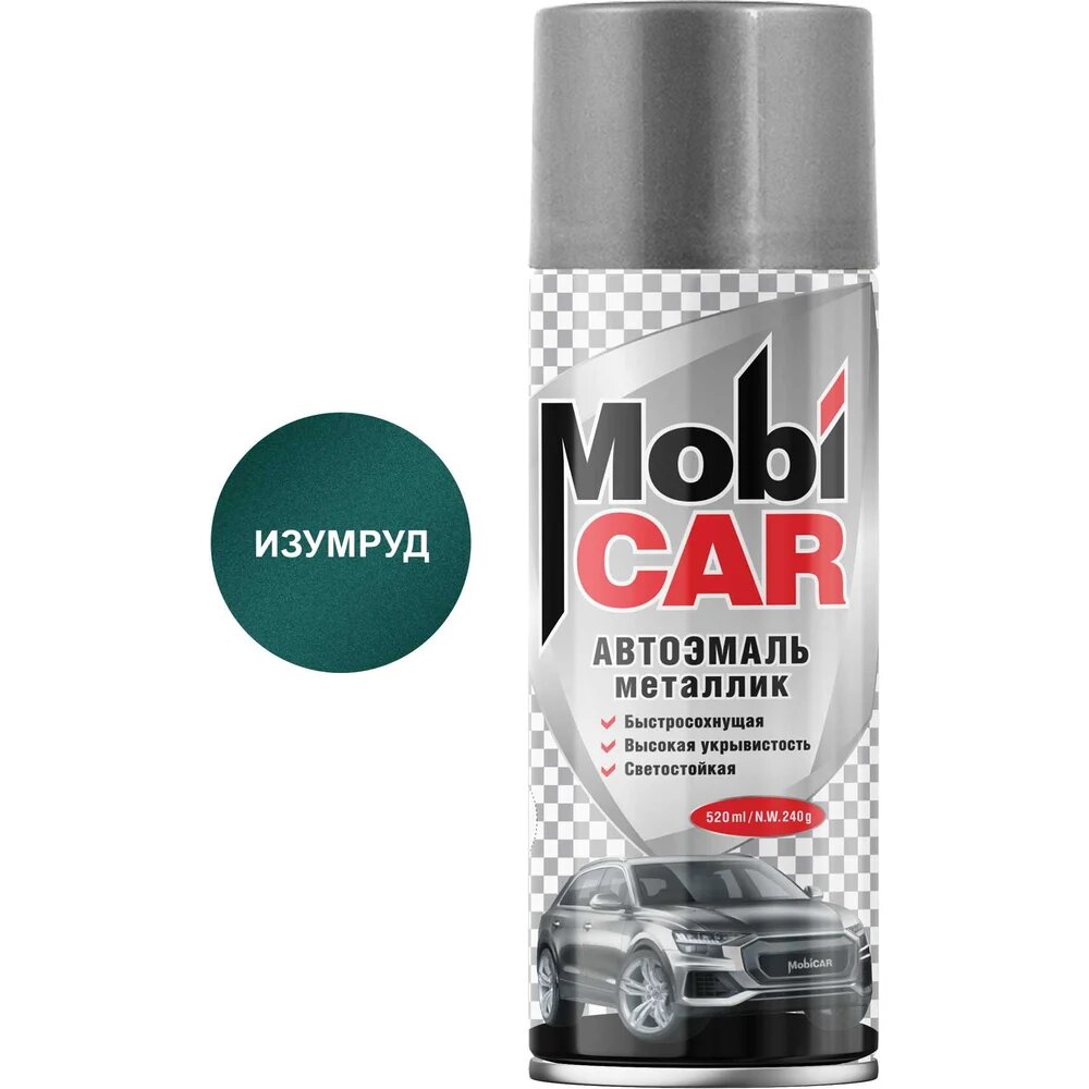 Аэрозольная автоэмаль Mobicar металлик 520 мл 385 изумруд 0502-385 MC