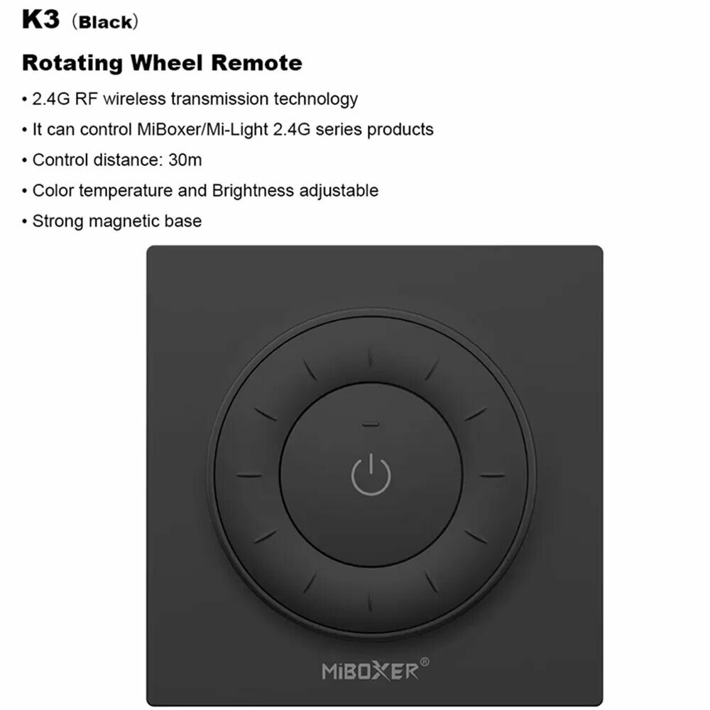 Пульт дистанционного управления с Вращающимся колесом MiBoxer K3 2.4G для Ламп Белого цвета