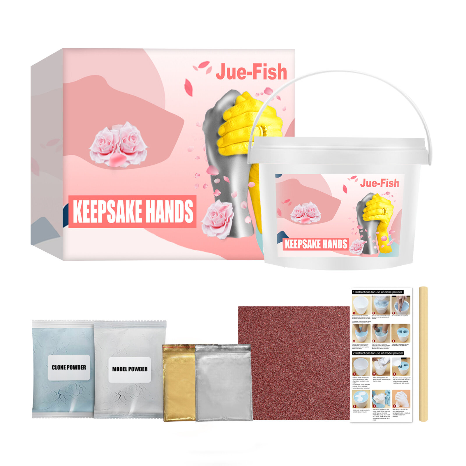 3D Набор Форм для Рук из Гипса DIY Handmade Hands Mold Set with Stick Keepsake Hands для Детского Дня Рождения, Дня Святого Валентина