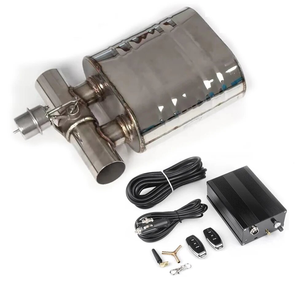 Универсальный глушитель 51/63/70/76 мм, клапан вакуумного насоса, глушители, дистанционное управление, нержавеющая сталь 76MM Black Control