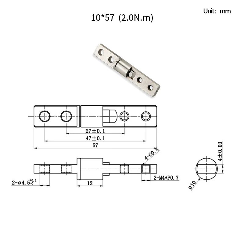 Дверной шарнир поворотный HTAN 10x57-2.0N. m