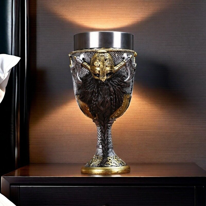 2026 Ретро средневековый норвежский викингский шлем кубок 3D из смолы и нержавеющей стали