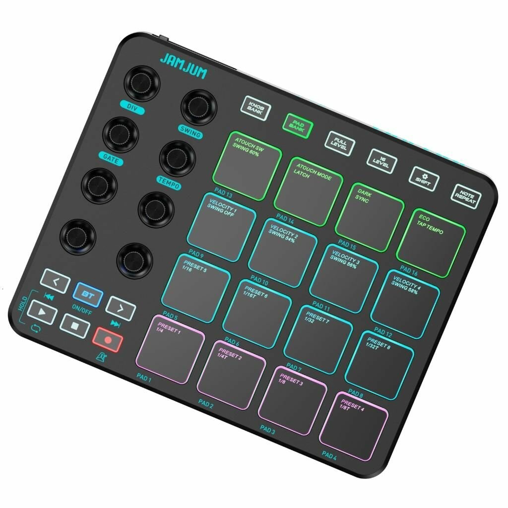 Портативный MIDI-контроллер с пэдами, Черный