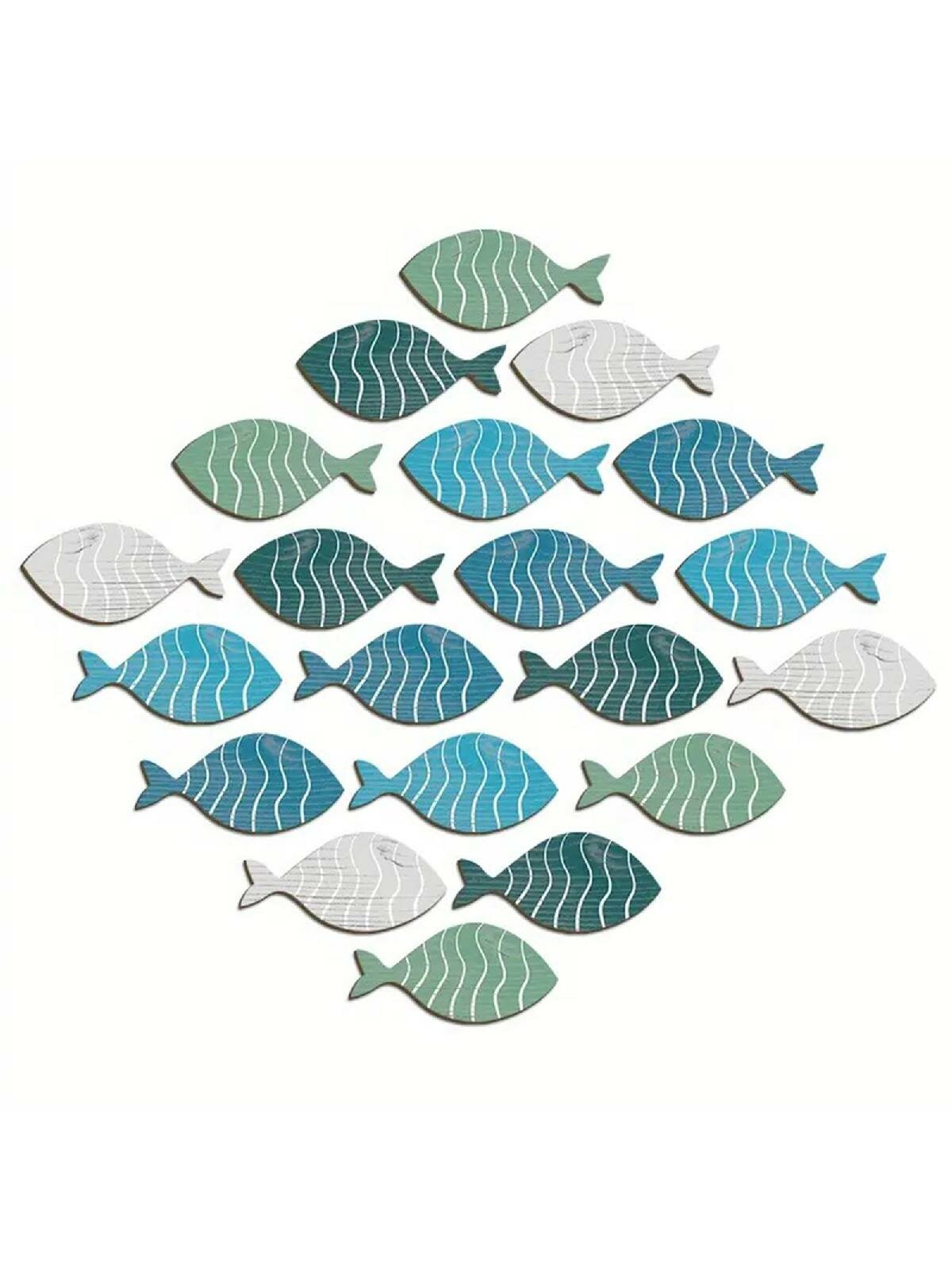 1 упаковка из 20 штук, деревянное настенное украшение в виде морской рыбы