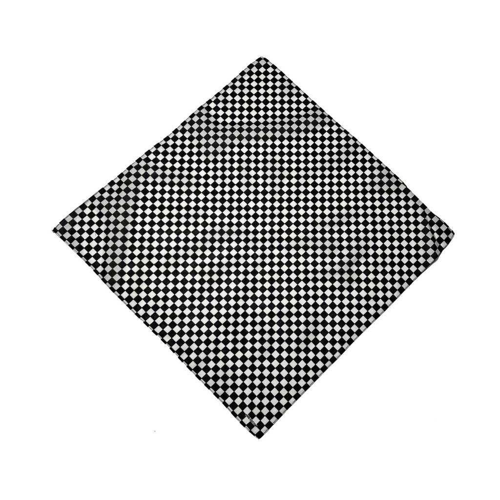 Головной убор из квадратного шарфа в клетку в стиле хип-хоп-черно-белая мелкая сетка