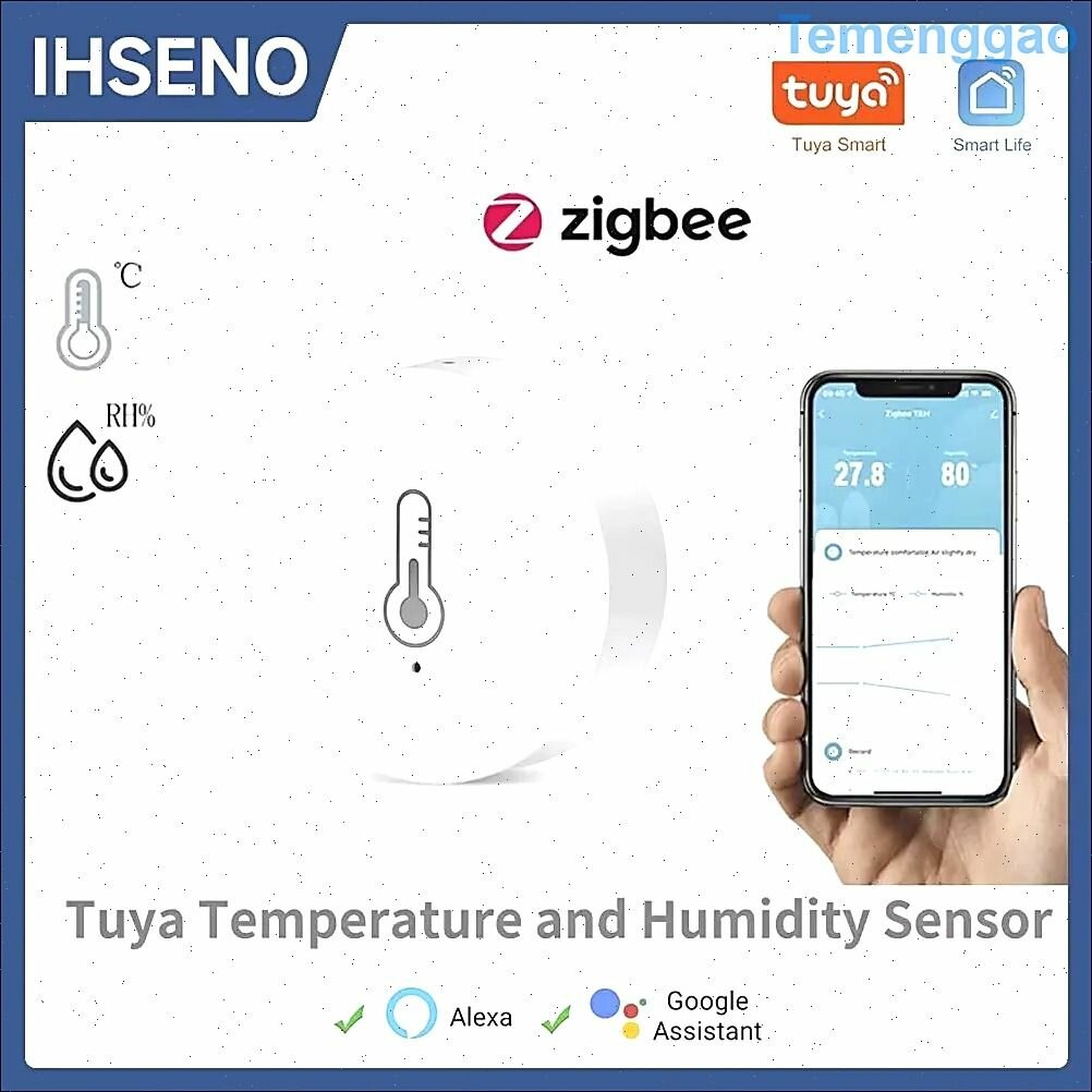 Интеллектуальный датчик температуры и влажности Tuya ZigBee, мини-гигрометр для помещений с питанием от батареи.