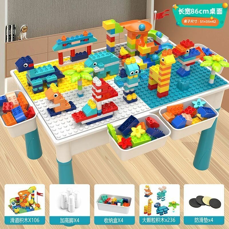 Детский стол для строительных блоков, большой, совместимый с Lego, образовательная игрушка для мальчиков 3-6 лет, 5-в-1 многофункциональный игровой стол
