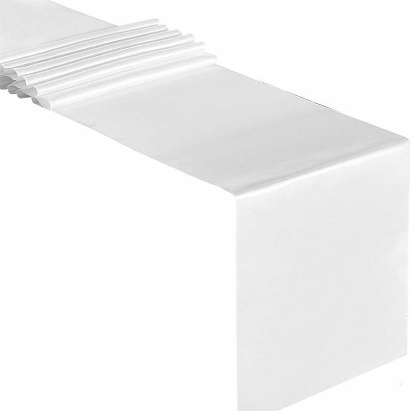 Бархатистые скатерти-сервантки, однотонные, 12x108 дюймов, Белый