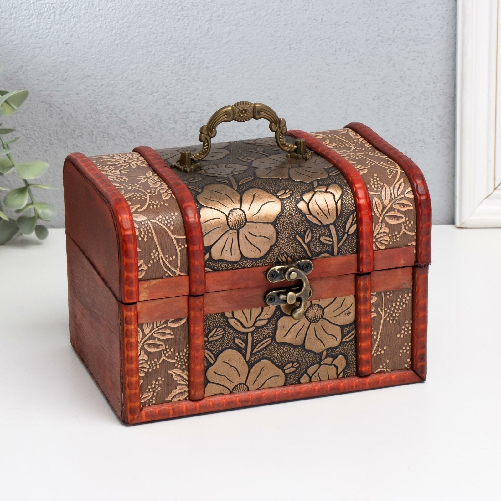 Шкатулка для украшений «Сундук. Цветение», дерево, 12.2×17.7×12.5 см