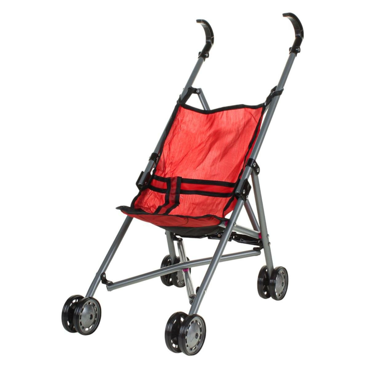 Коляска-трость для куклы складная, серо-розовая, 53х38х24 см, пластик/ткань, компактное хранение