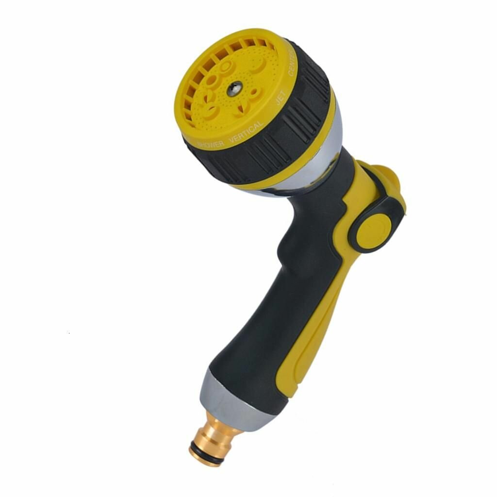 Водяной пистолет-распылитель для автомойки 10-функциональный металлический водяной пистолет с покрытием для большого пальца-желтый