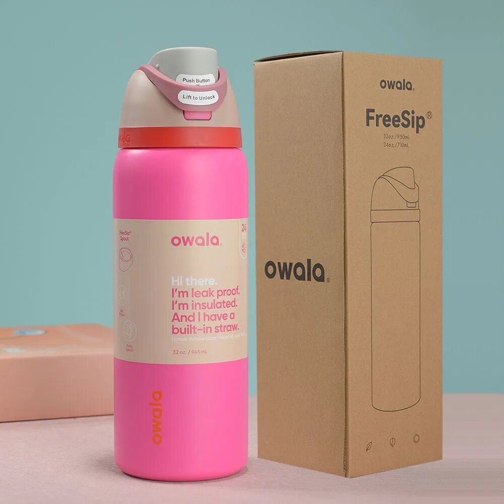 Owala FreeSip Термокружка, 0.7 л, Роза красная, Нержавеющая сталь, Пластик, Силикон