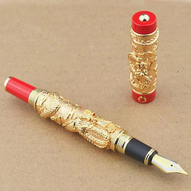 Перьевая ручка JINHAO DRAGON, цвет A7, золотистая
