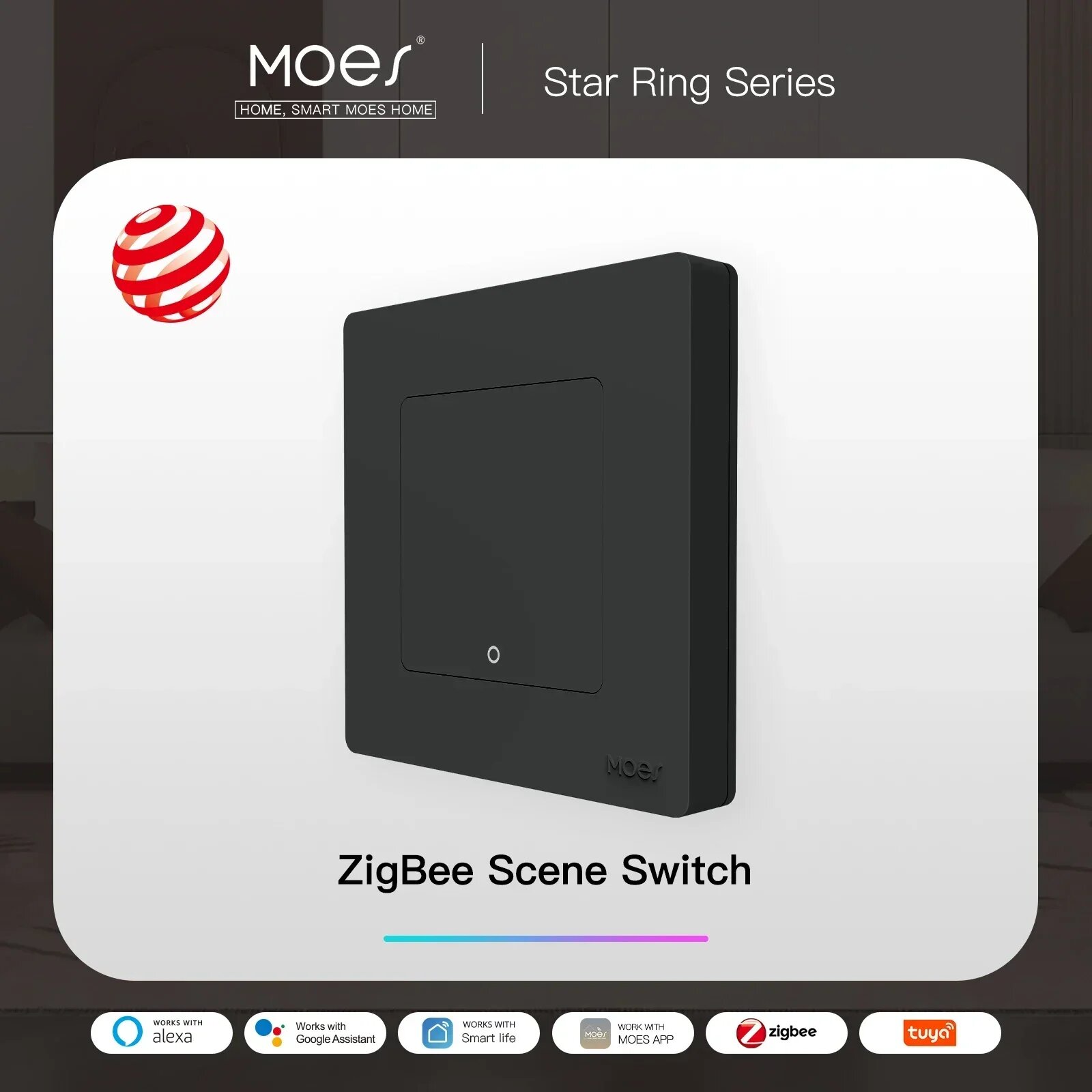 MOES ZigBee Scene Switch, черный
