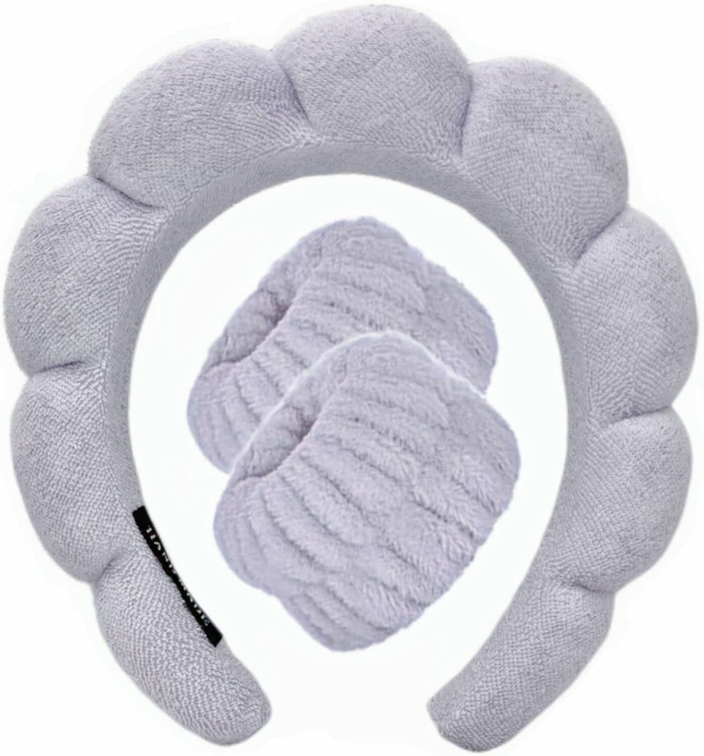 Набор из повязки на голову, браслета и резинки для волос/браслета для спа-процедур, для умывания и ухода за кожей лица, изготовлен из мягкой махровой ткани, пушистой губки, подходит для нанесения макияжа и принятия ванны, розовый.