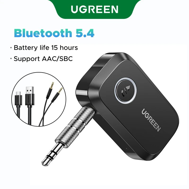 Беспроводной адаптер UGREEN Bluetooth 6.0 AUX 3,5 мм Black