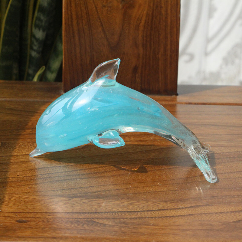 Милый стеклянный декоративный дельфин, украшение для комнаты в морском стиле, сувенирный подарок.