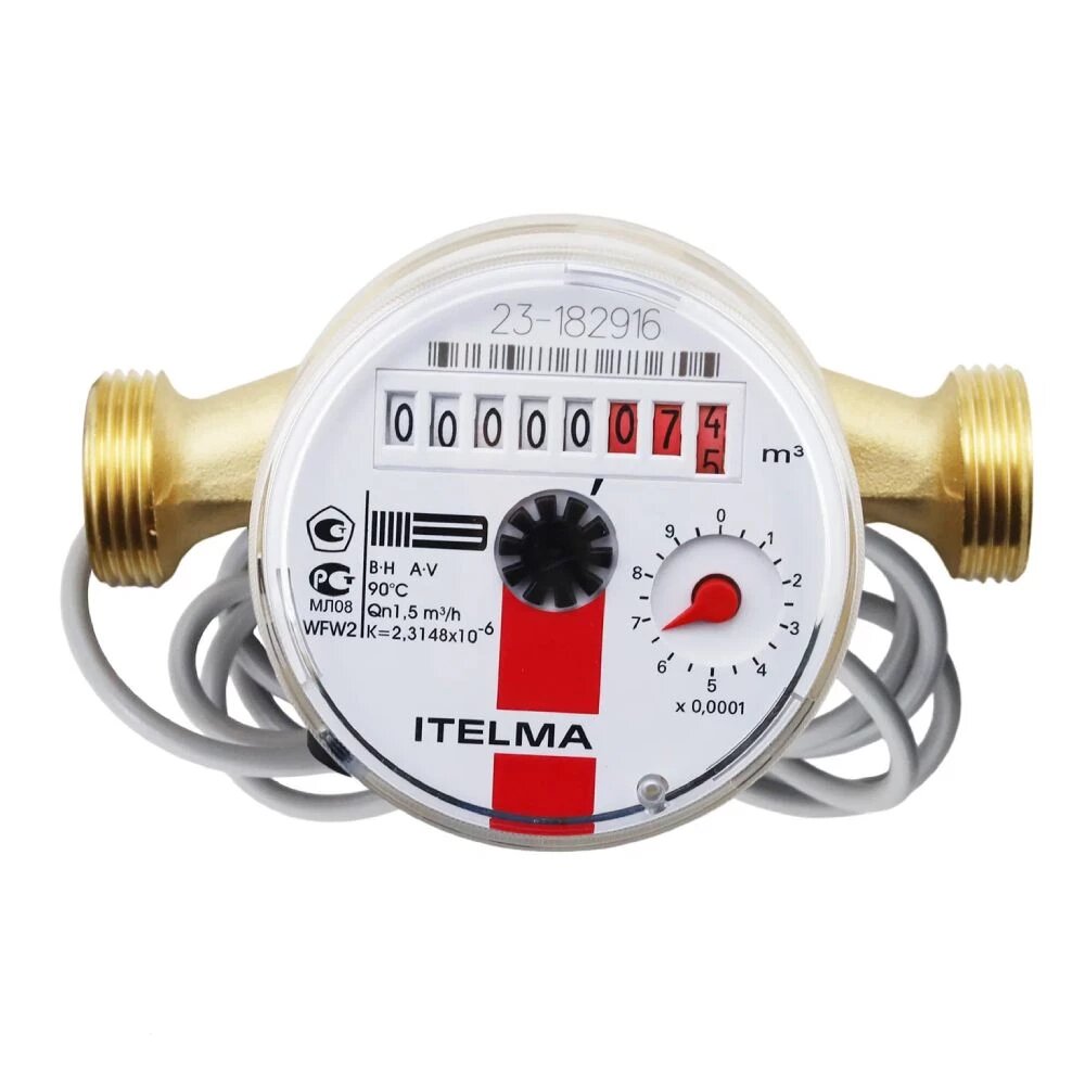 Счетчик для горячей воды с импульсным выходом ITELMA WFW24. D080-0-R-L-10-IP54 без сгонов.