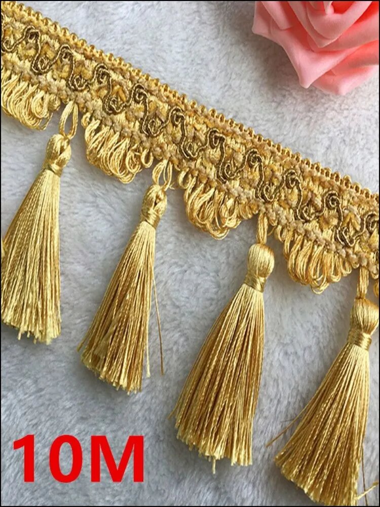 Декоративная бахрома с кисточками для штор, эксклюзивная тесьма 10 метров для рукоделия