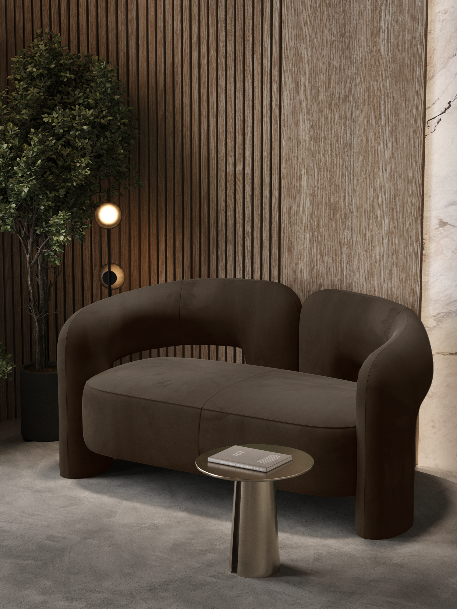 Диван дизайнерский AZZURRO, велюр DREAM BITTER 140 см. прямой