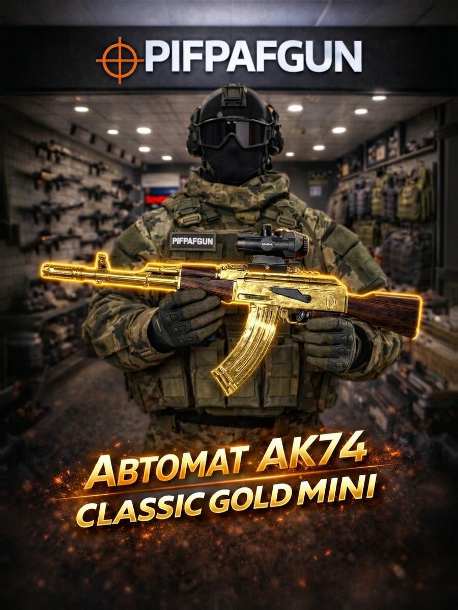 Игрушечный автомат AK-style CLASSIC GOLD MINI, орбиз 78 мм, электрический, автоматический режим (очередь) + одиночные выстрелы, магазин 300, USB-зарядка, имитация отдачи, 7+