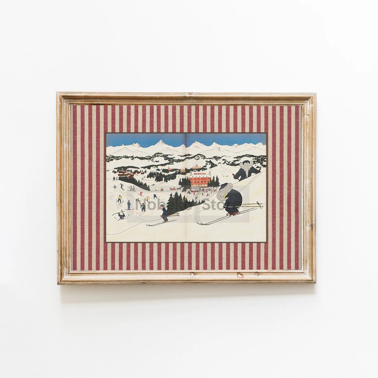 Печать на холсте "Слоны на лыжах", 50x70 см, цвет 3