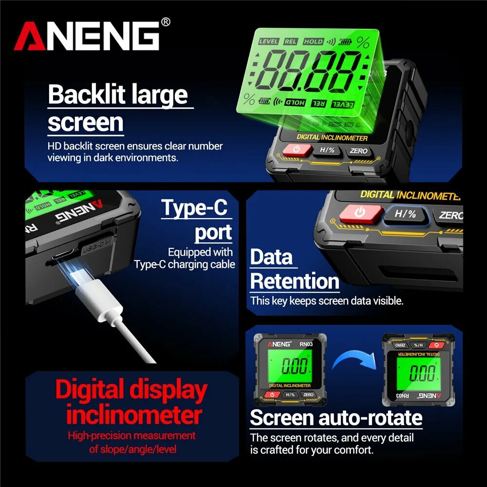 ANENG Bilateral Survey Laser RN03 Digital Inclinometer — фото 1