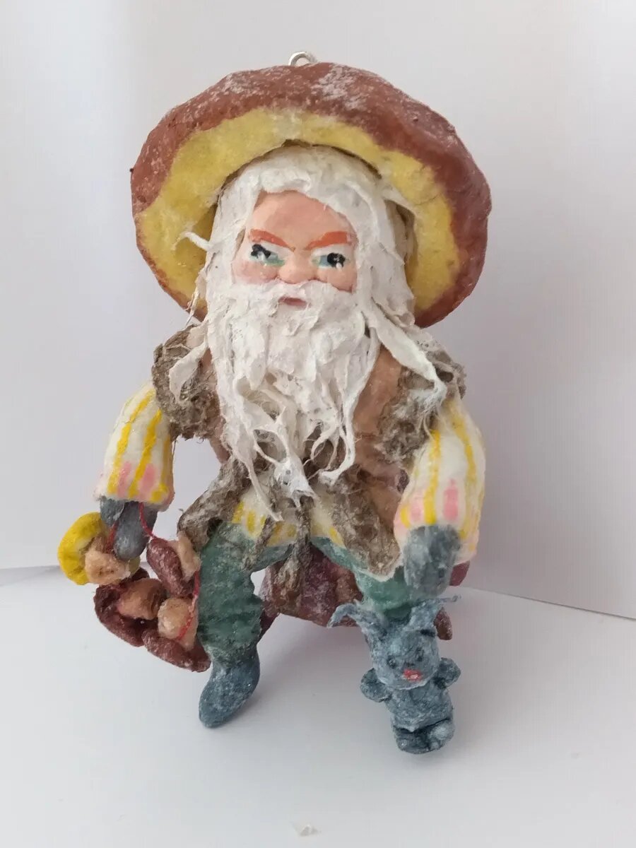 Ватная елочная ретро игрушка "Старичок лесовичок"