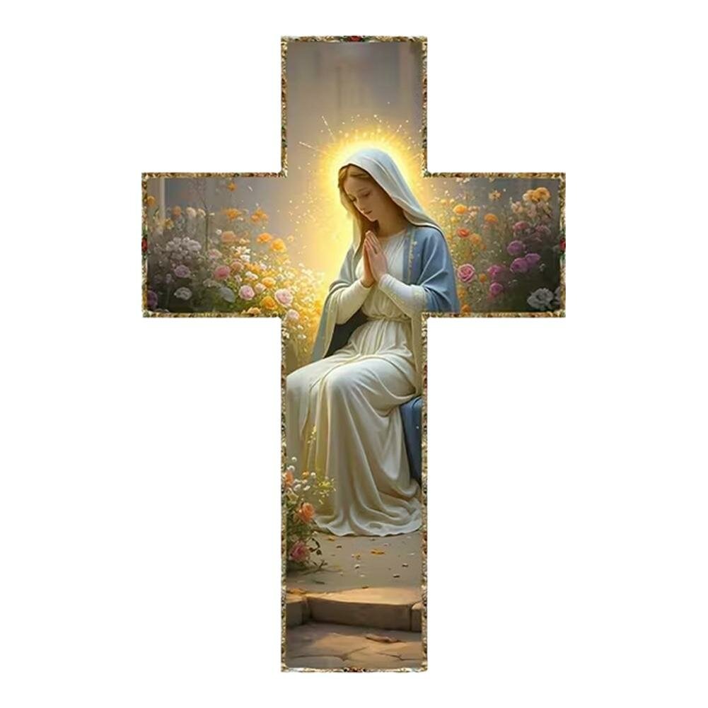 Ретро-крест на стену с изображением Иисуса Христа, винтажный деревянный крест в 2D-формате, ручная работа, деревенский католический декор для дома, религиозное искусство, подходит в качестве христианского подарка, для церкви и близких.