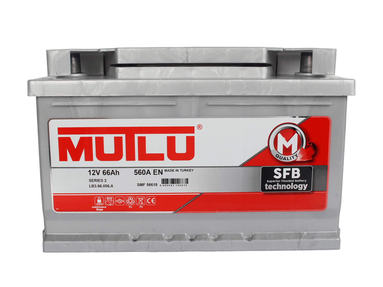 Аккумуляторная батарея MUTLU SFB 6СТ66 обратная низкая
