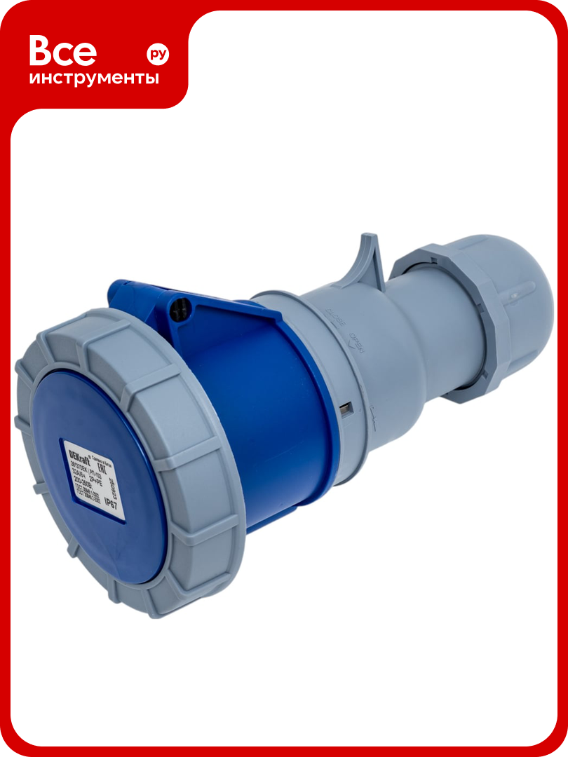 Розетка Dekraft перен. 2Р+РЕ 32А 220В IP67 РП-103 26137DEK