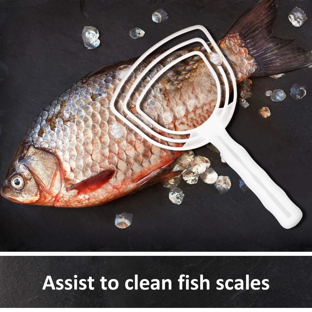 Рыбочистка для удаления чешуи с рыбы, пластиковая, белого цвета, 20 х 11 см