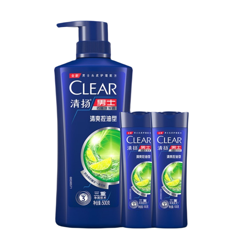 Шампунь мужской CLEAR от перхоти, 1 Set, контроль масла, облегчение зуда, глубокая очистка