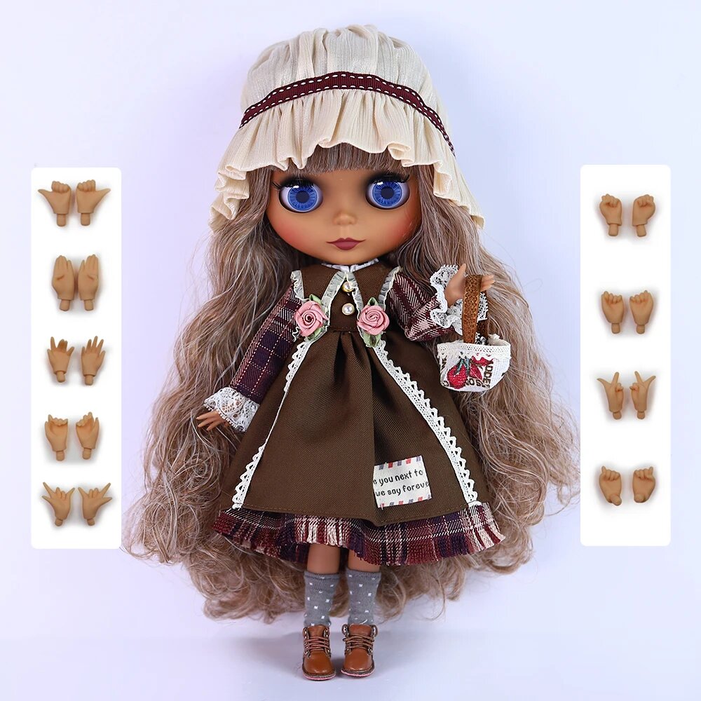 Кукла Blyth 30 см, коричневый наряд и обувь
