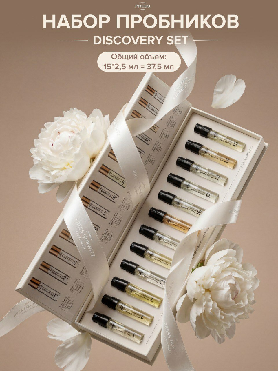 Подарочный набор для женщин Press Gurwitz Perfumerie Discovery Set, унисекс, 15 ароматов, 2.5 мл в магнитном футляре