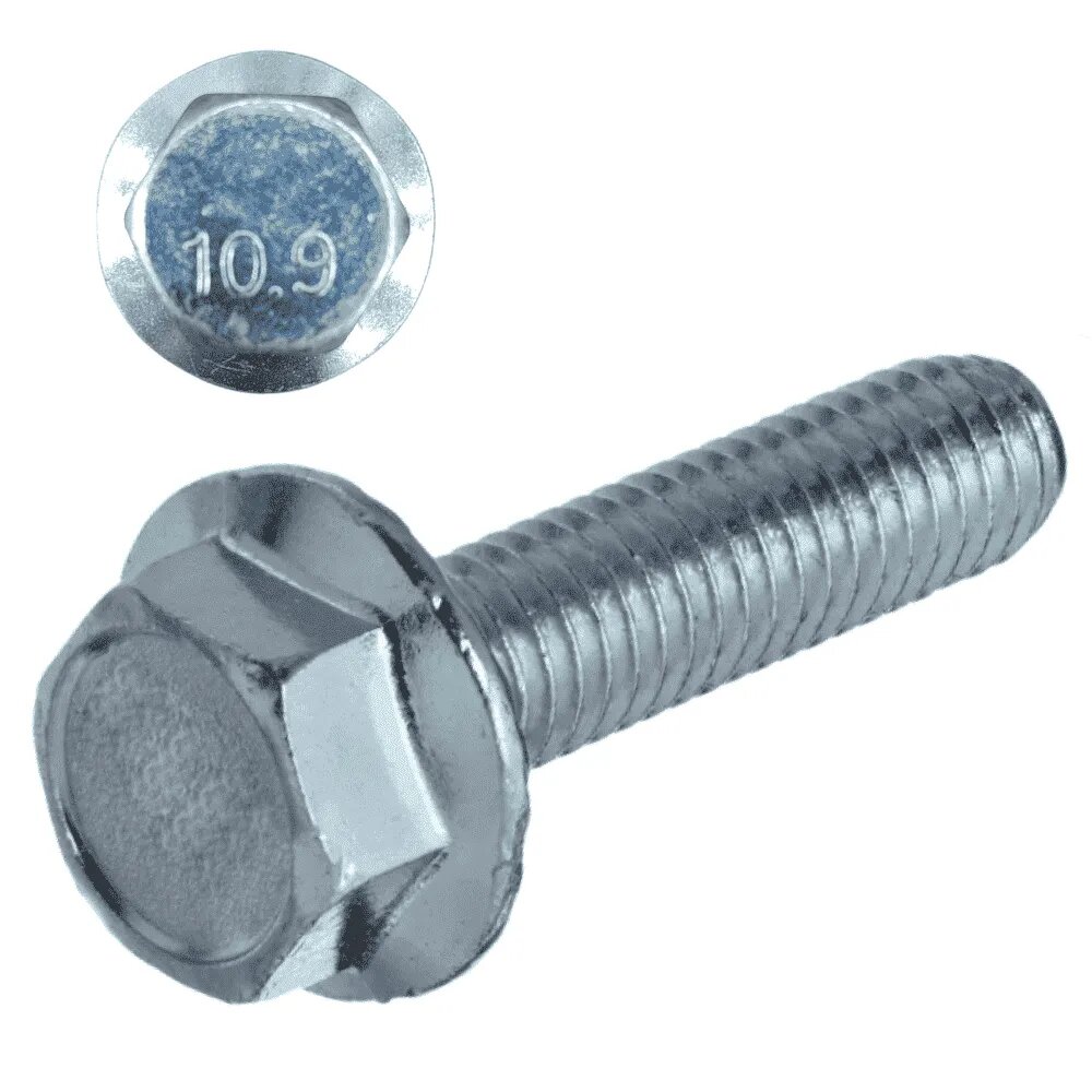 Болт с фланцем DIN 6921 класс прочности 10.9 М8х30 мм, цинк (200 шт.)