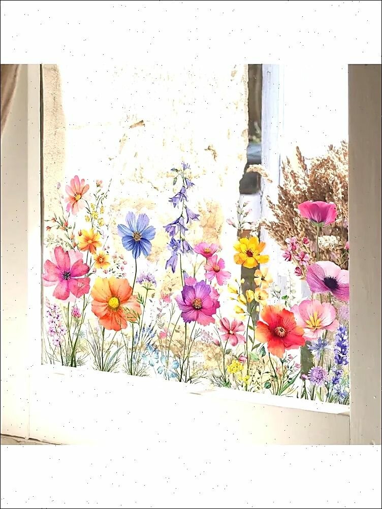 Наклейка на окно с изображением цветочного букета, 1 штука